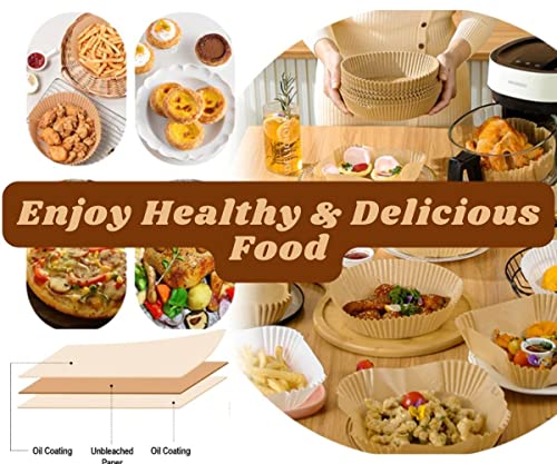 (100 pcs) Air Fryer Liners 7.9 Inches Square, Disposable Parchment Paper Liners| Compatible with Cosori, Chefman, Ninja, etc.| Easy Cleanup| AirFryer Liner Baskets| Essential Air Fryer Accessories