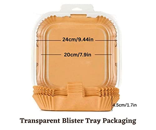 (100 pcs) Air Fryer Liners 7.9 Inches Square, Disposable Parchment Paper Liners| Compatible with Cosori, Chefman, Ninja, etc.| Easy Cleanup| AirFryer Liner Baskets| Essential Air Fryer Accessories