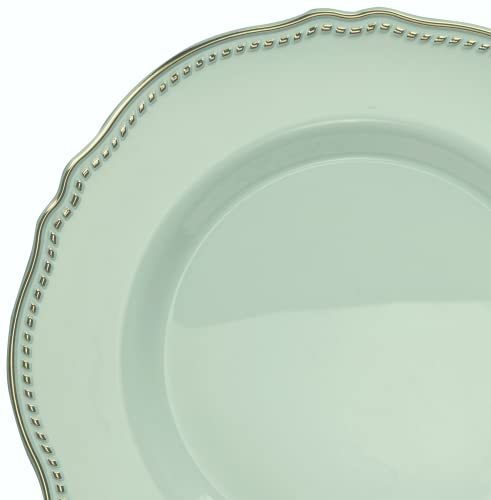 " OCCASIONS " 60 Plates Pack, Premium Heavyweight Disposable Wedding Party Plastic Trays 17.5'' x 6.5'' (Trays Rochelle Rochelle Seafoam/Mint & Gold)