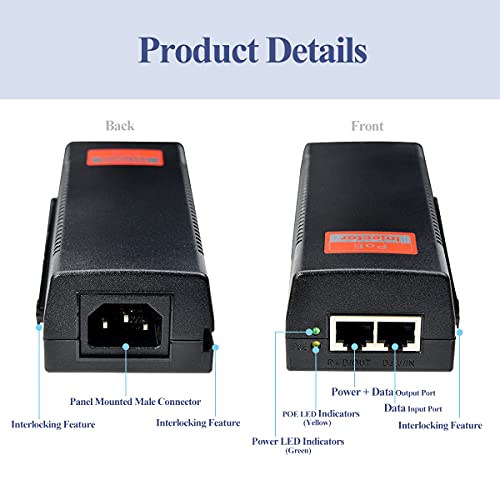 Revotech Gigabit 90W PoE++ Injector 54-56V Adapter, 10/100/1000Base-T IEEE 802.3bt PoE Standard Active POE+, Plug and Play for Wireless Access Points/PTZ/Videophones