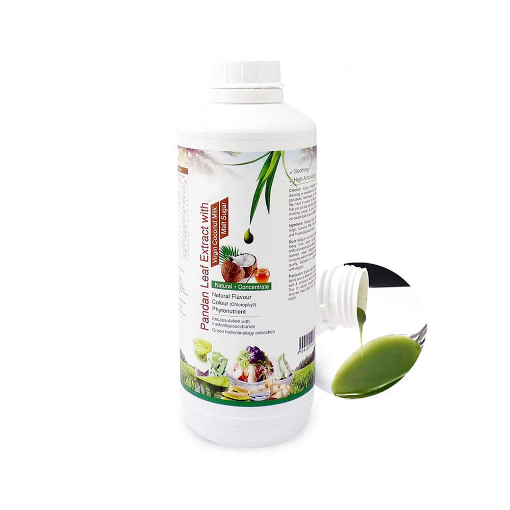 " Standardized Plant Extract Natural Asian Gourmet Baking Ingredient, Natural Flavor & Color Chlorophyll of Pandan Leaf Extract With Virgin Coconut Milk Concentrate for Bakery & Beverage (1000g)"