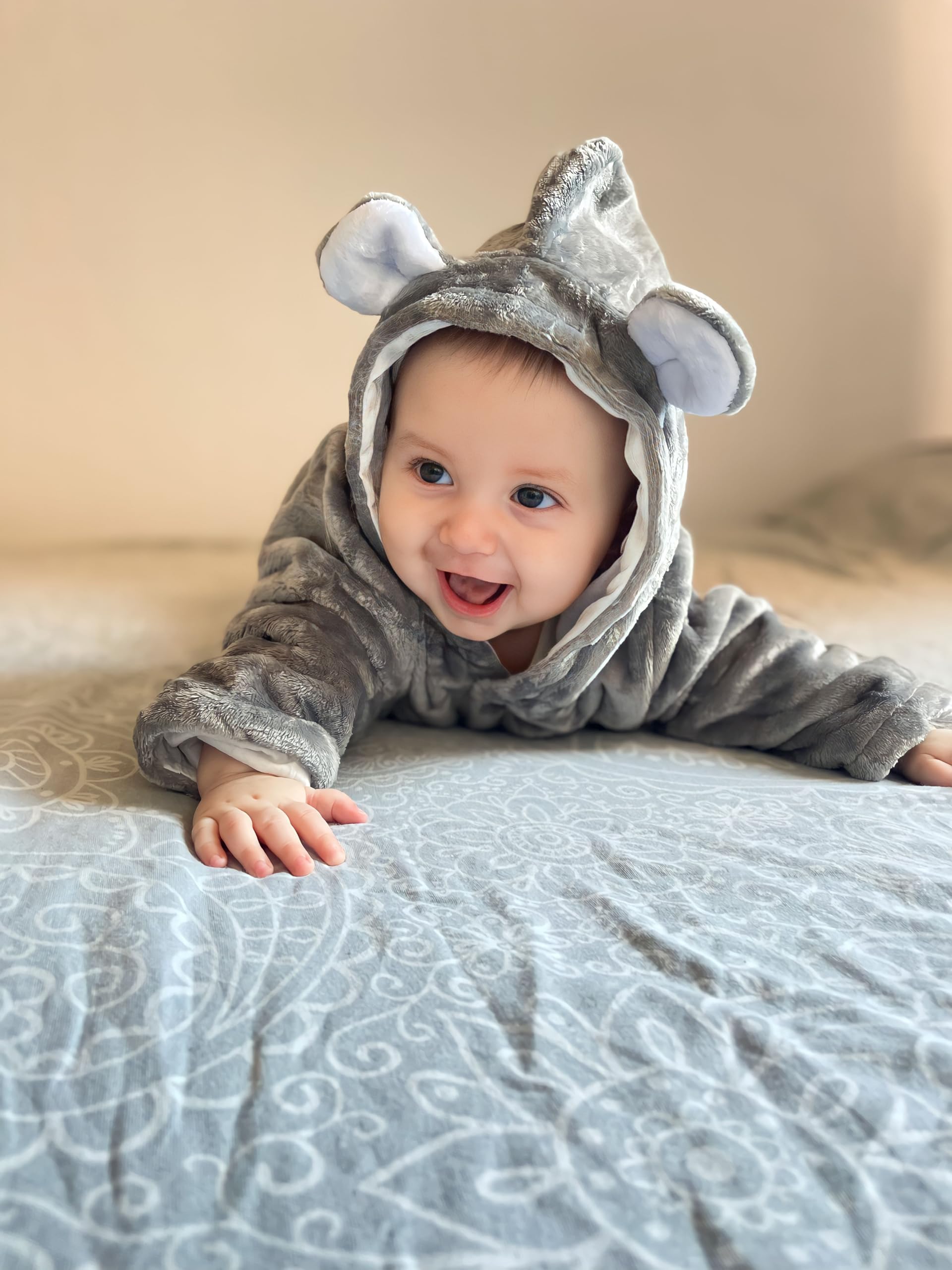 0-3 Months Snow Suit for Newborn Baby Snowsuits Rompers for Boys 1M 2M Gray Fleece Jumpsuits Hooded Romper Baby Boy