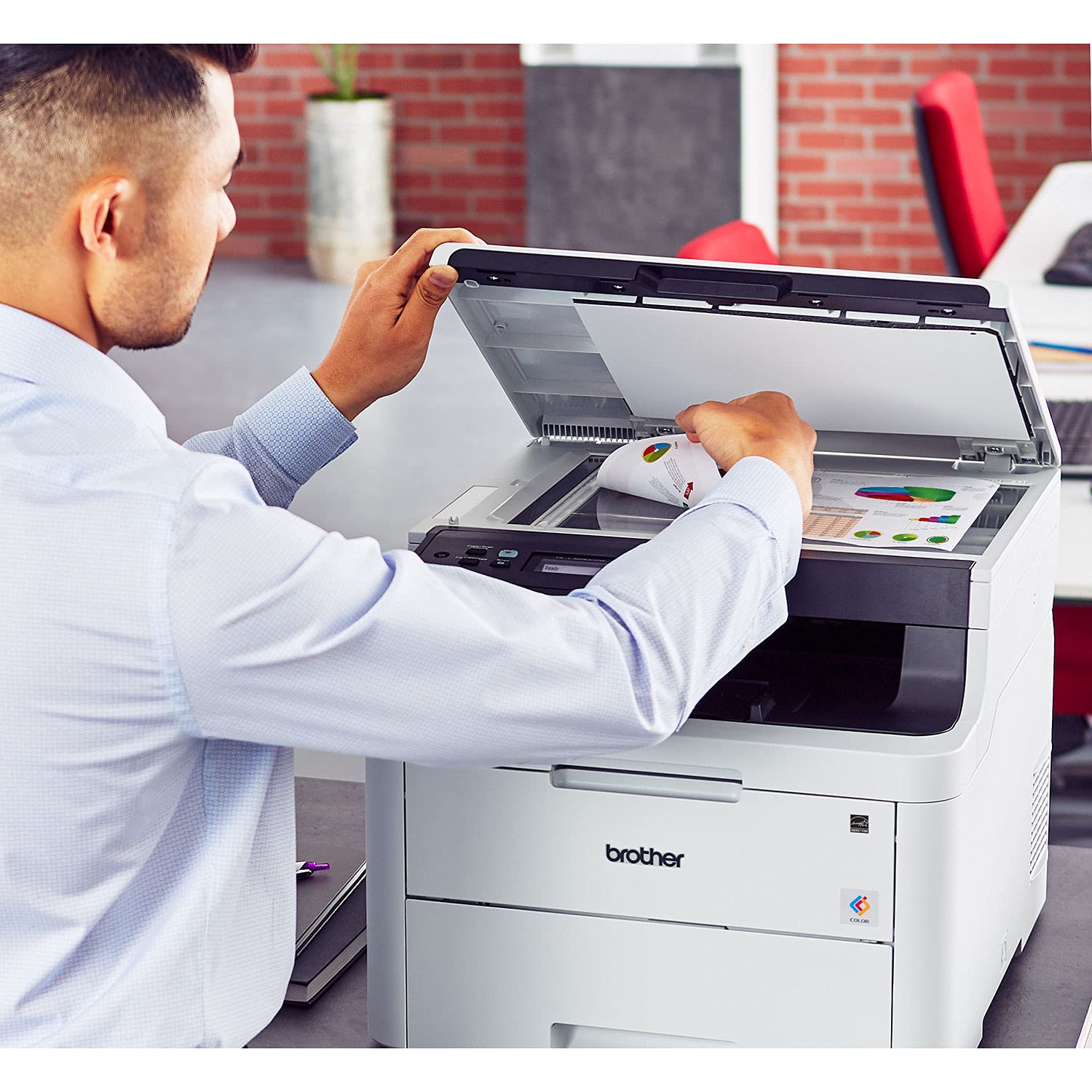 Brother HL-L3290CDW Compact Digital LED Color All-in-One Printer for Home Office with Convenient Flatbed Copy & Scan, Plus Wireless Duplex Printing, 25 ppm, 600x2400 dpi - BROAGE 8 Feet Printer Cable