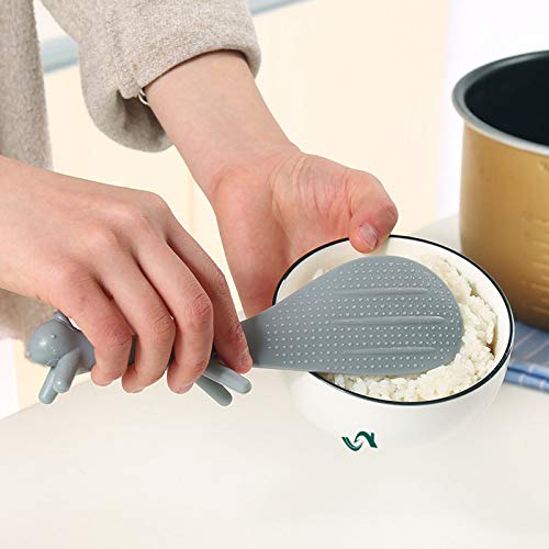 3 Piece Non-stick Rice Spoon Fashion Rice Cooker Dishes Filled Scoop Shovel Creative Household Kitchen Tools,Lovely Squirrel Shape Standing Spoon (Gray,White,Orange)