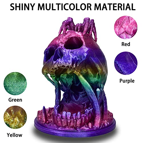 (2 Items) 4 Pack 200g Silk Shiny PLA Filament & 1kg Shiny Rainbow PLA Filament 1.75mm +/- 0.02mm, 3D Printing Filament, 3D Printer Filament