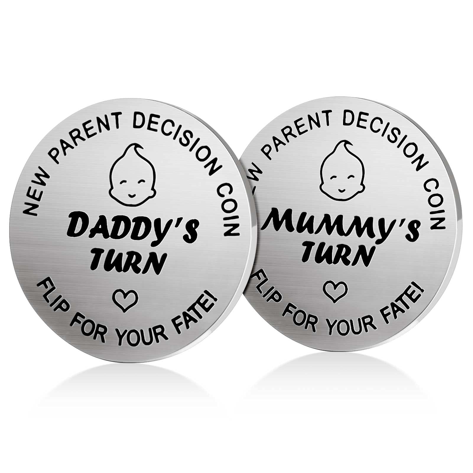 New Dad Mom Gifts Decision Coin,LucBuy Funny Newborn New Baby Gift New Parents Gift Pregnancy Gift for First Time Mummy Daddy,Baby Shower Mothers Fathers Day Christmas Birthday Thanksgiving Gift