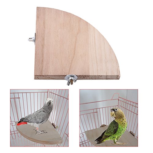 (Pack of 2) Bird Platform Wooden Fan Shape Bird Cage Perch Natural Parrot Stand for Small Animals Parrot Parakeet Cockatiel Budgie Gerbil Rat5.1X5.1 Inch
