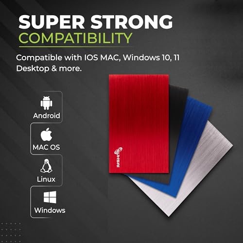 SUHSAI 160GB External Hard Drive USB 2.0, 2.5" Pocket Size Hardrive for Backup/Storage, Memory Expansion HDD, Slim Portable Hard Disk Compatible with MAC, PC, Laptop, Desktop, Chromebook (Red)