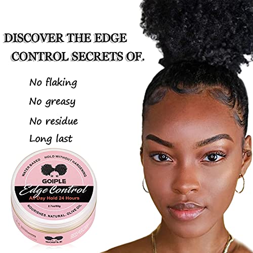 Edge Control Wax Hair Wax Stick for Wigs - Strong Hold, Non-greasy Styling Set with Fly Away Control, Brush, and Scarf (Black, 2.7oz+2.7oz)