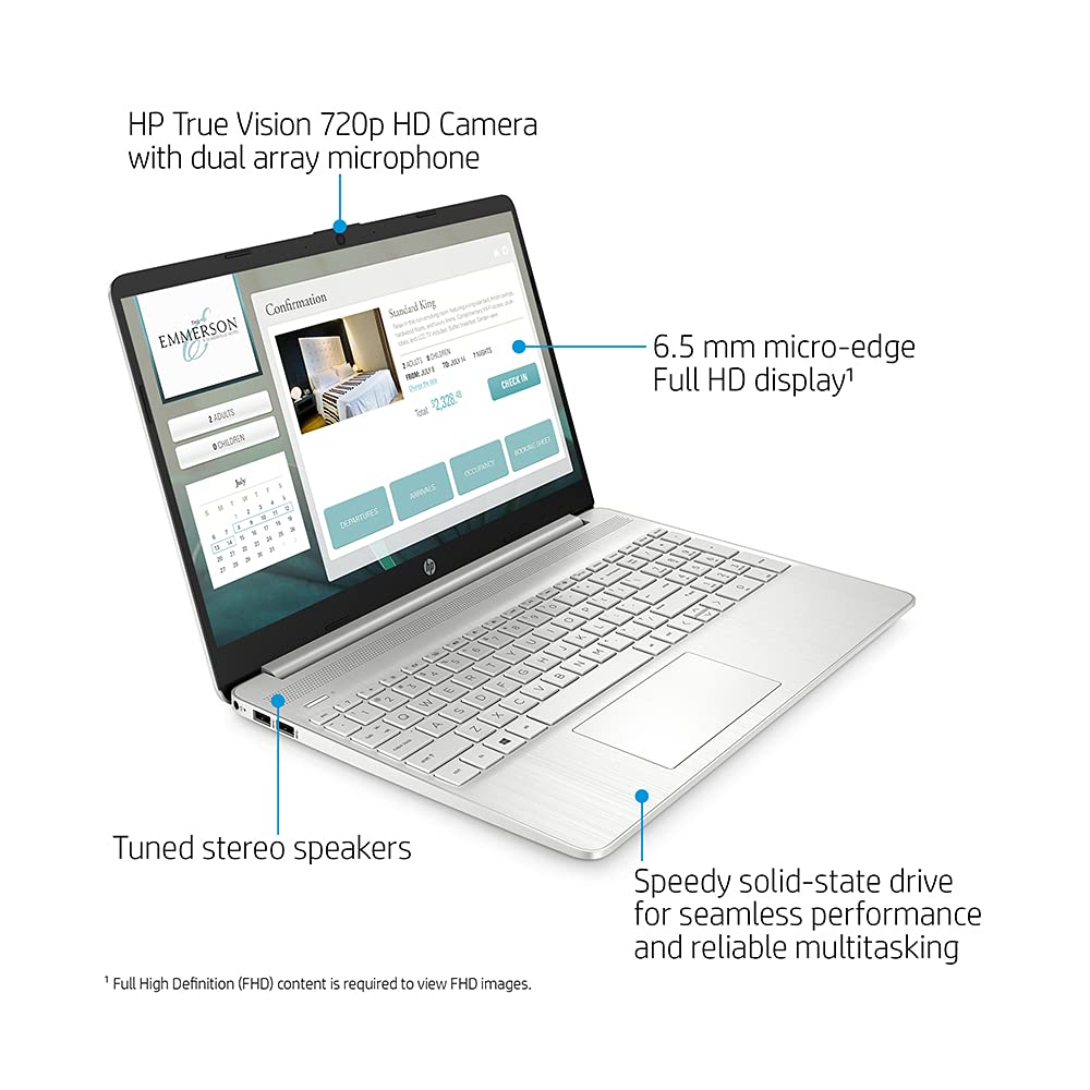 HP 2022 15.6" FHD Laptop Computer, AMD Ryzen 5-5500U Processor(Beats Intel i7-1065G7), 16GB RAM, 512GB PCIe SSD, AMD Radeon Graphics, HD Webcam, Bluetooth, Wi-fi, Win 10, Silver, 32GB USB Card
