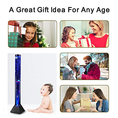 4FT LED Bubble Tube Floor Lamp Extra Large Aquarium Lamp with 10 Fish and Remote Control 20 Light Changes Tall Water Tower Tank Night Light for Bedroom Office Gift for Kids Men Women