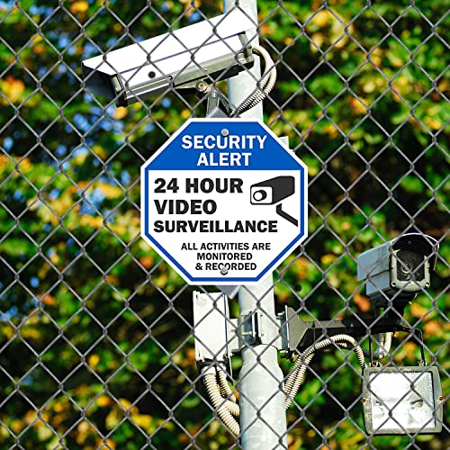 "Security Alert - 24 Hour Video Surveillance, All Activities Monitored" Sign By SmartSign | 10" x 10" Aluminum