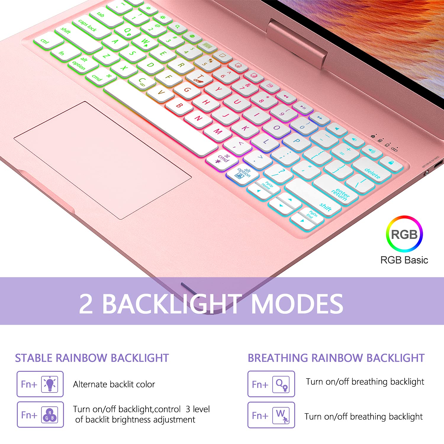 Touch Keyboard Case for iPad Air 13 M2 2024, iPad Pro 12.9 Case with Keyboard 6th/5th/4th/3rd Generation, Trackpad, 360° Rotatable, Wireless Keyboard Cover, 7 Modes Rainbow Backlits with Pencil Holder