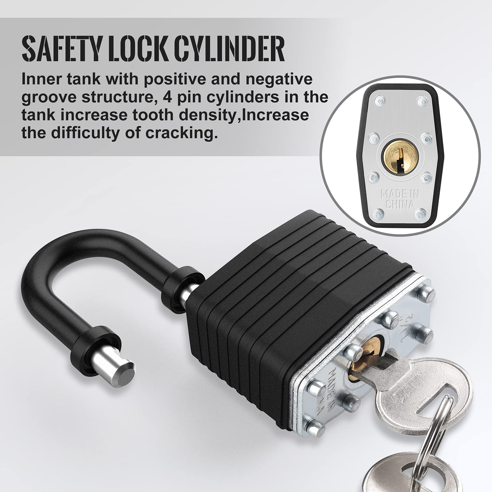 Padlock with Key, [2 Pack] [4 Keys] Diyife Padlock Waterproof Lock Key Padlocks 40mm Heavy Duty Padlocks Anticut, Oustside Laminated Steel for Gym Locker, Garage, Fence, Shed, Yard,Outdoor & Indoor