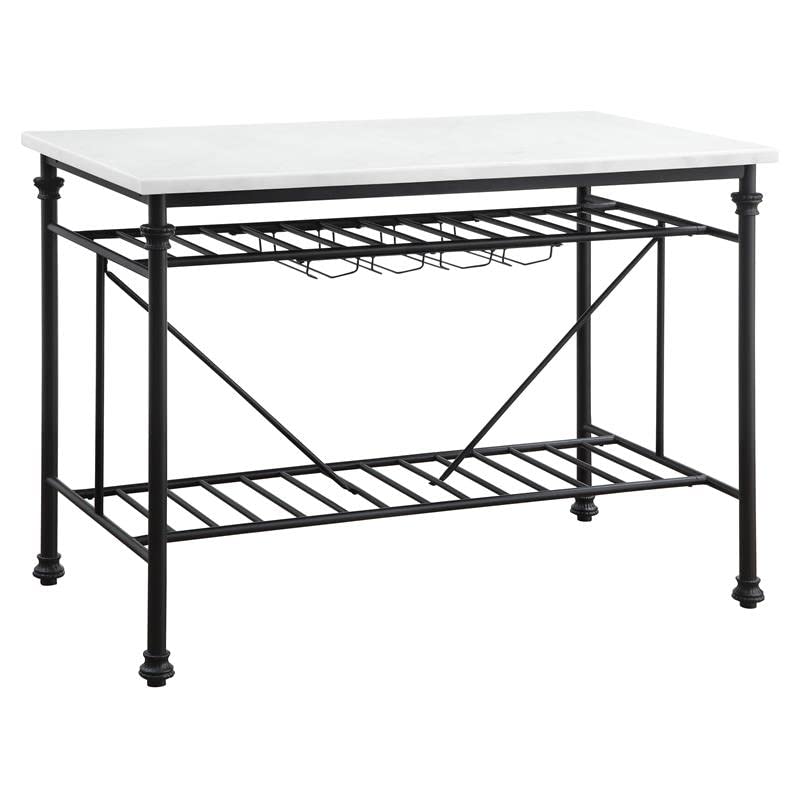 Acme Furniture Mera Kitchen Island, White Cultured Stone & Gray Finish