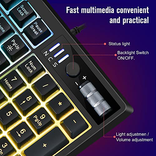 KOLMAX K3 RGB Gaming Keyboard and Mouse Combo,RGB Mechanical feel Gaming Keyboard with Ergonomic Detachable Wrist Rest, Programmable 7200 DPI RGB Gaming Mouse for Windows PC Mac Office/Gaming/Xbox/PS4