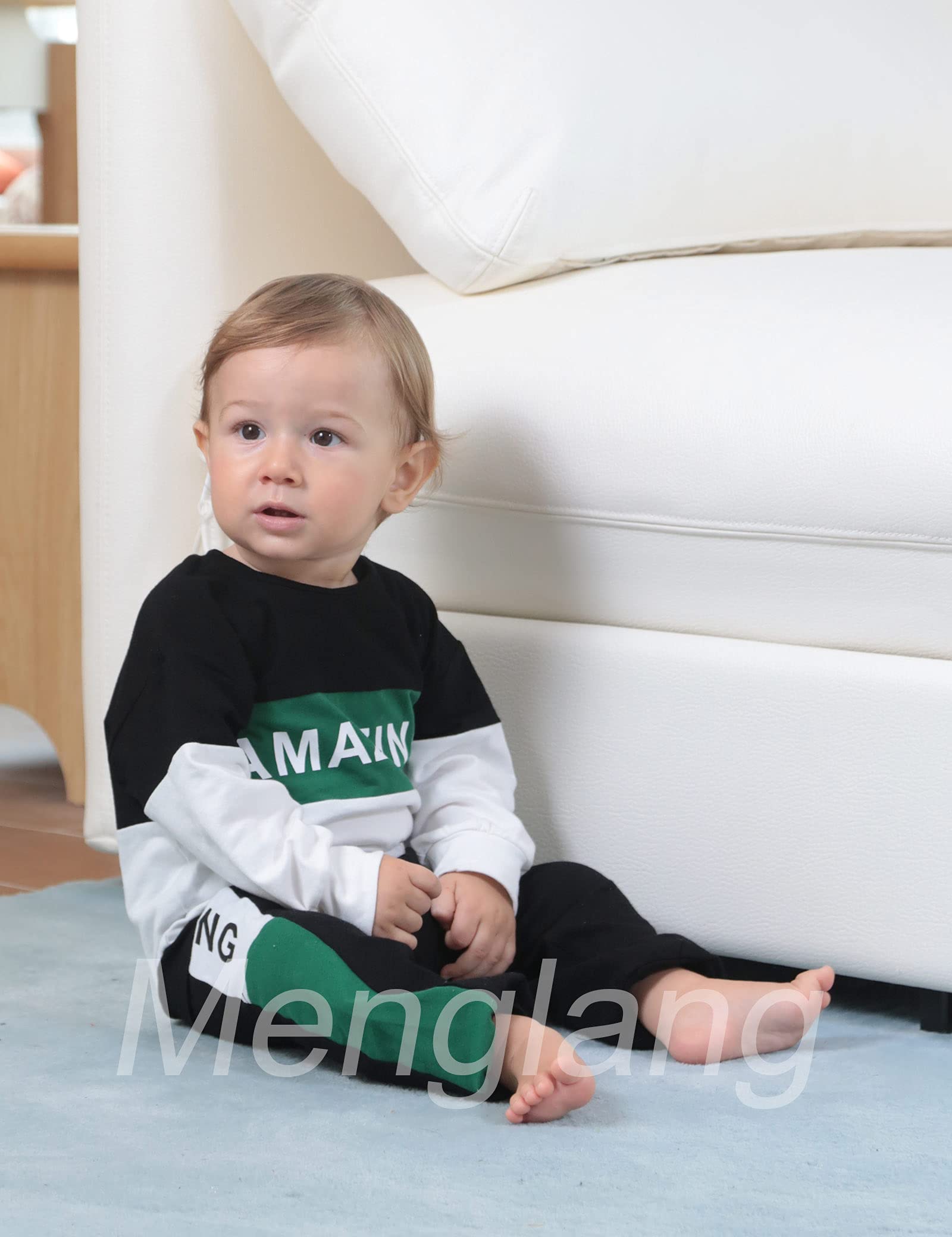 Menglang Toddler Boy Clothes 4T 5T Letter Long Sleeve Tops Toddler Sweatshirt Pants 2Pcs Set Boy Toddler Clothes Toddler Fall Clothes Boy