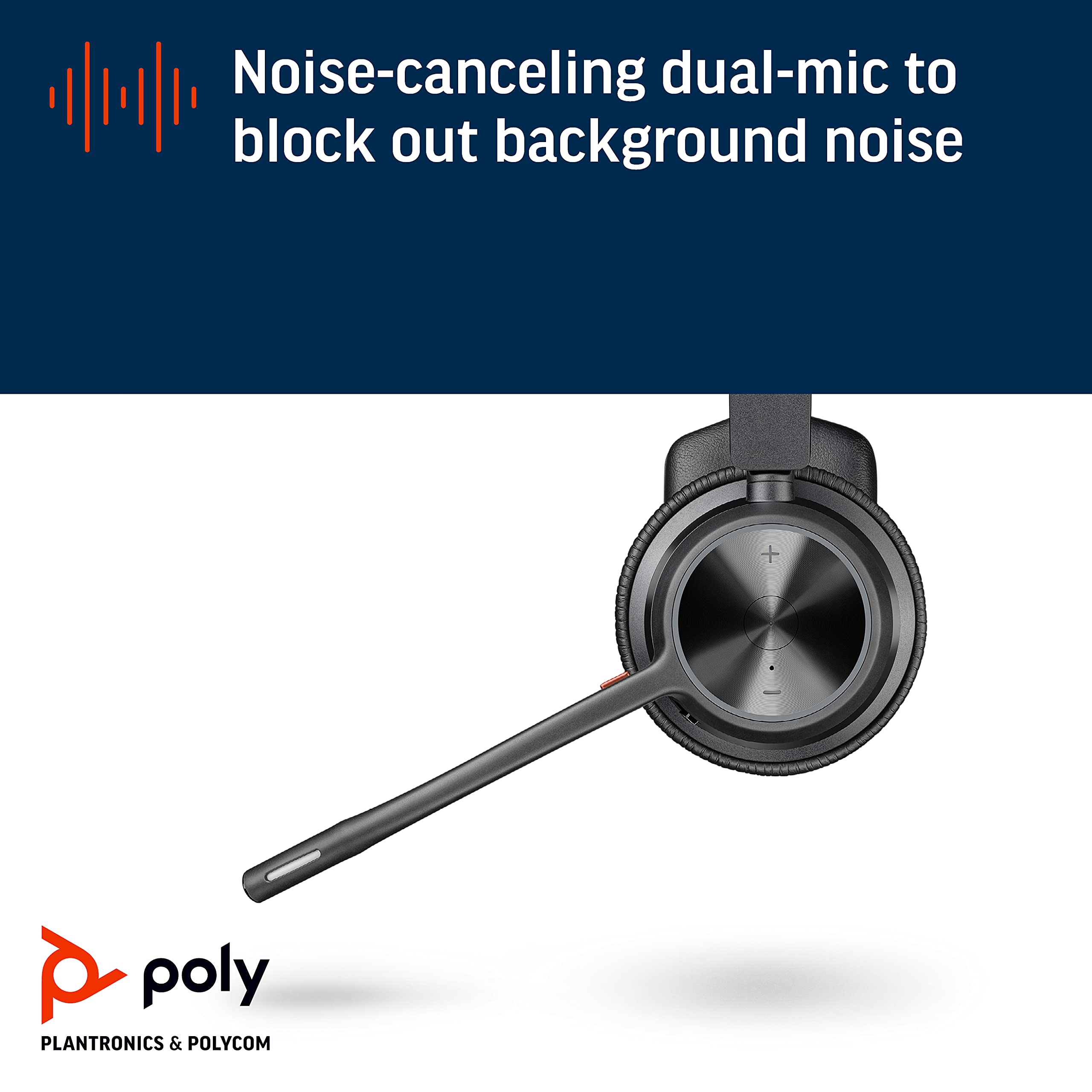Poly - Voyager 4310 UC Wireless Headset (Plantronics) - Single-Ear Headset with Boom Mic - Connect to PC/Mac via USB-A Bluetooth Adapter, Cell Phone via Bluetooth - Works with Teams, Zoom & More,Black