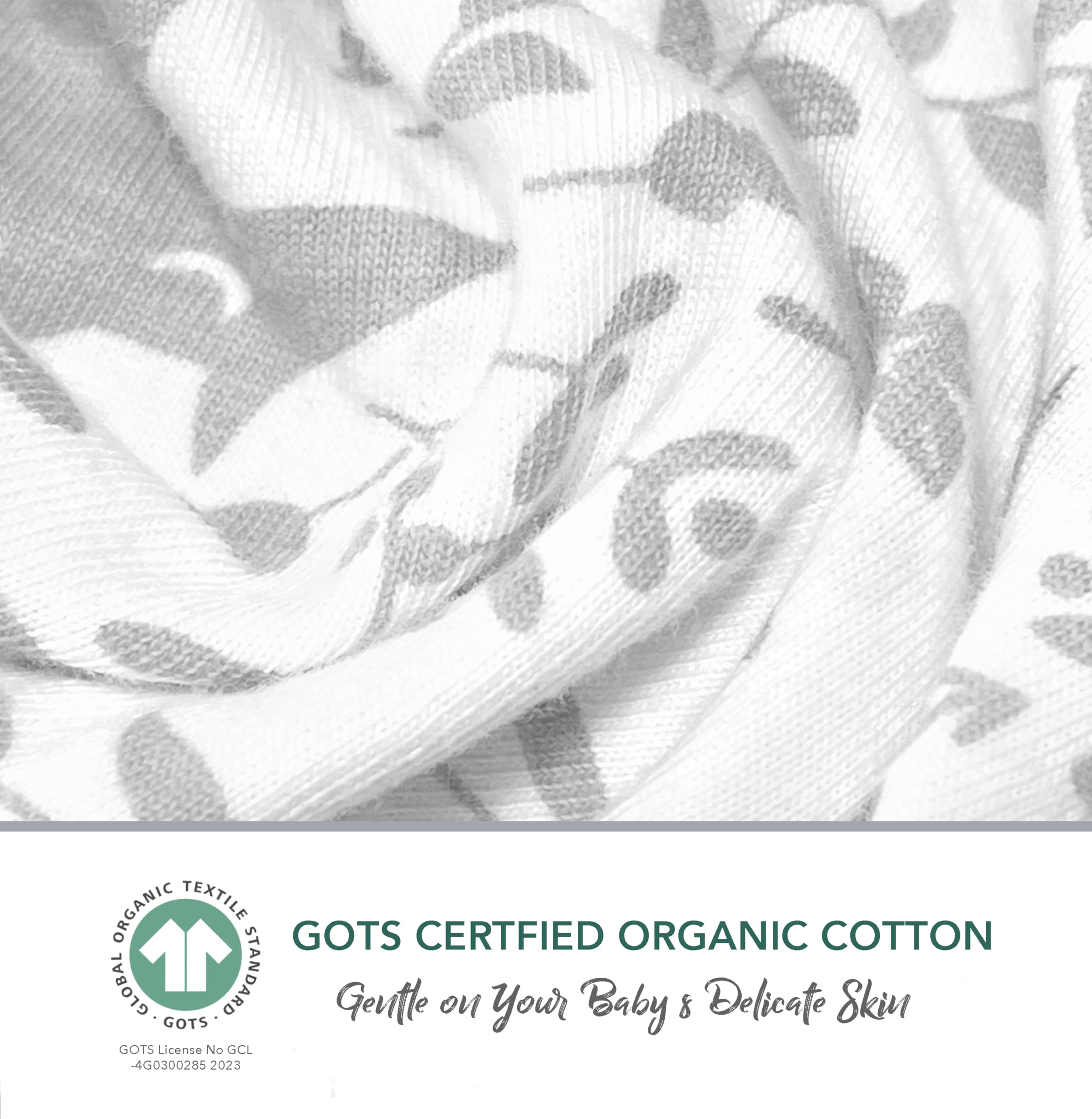 Cambria Baby 100% Organic Kimono Gowns. Side Snaps with Built in Mitts. (0-6 Months, Feathers and Forest Animals)