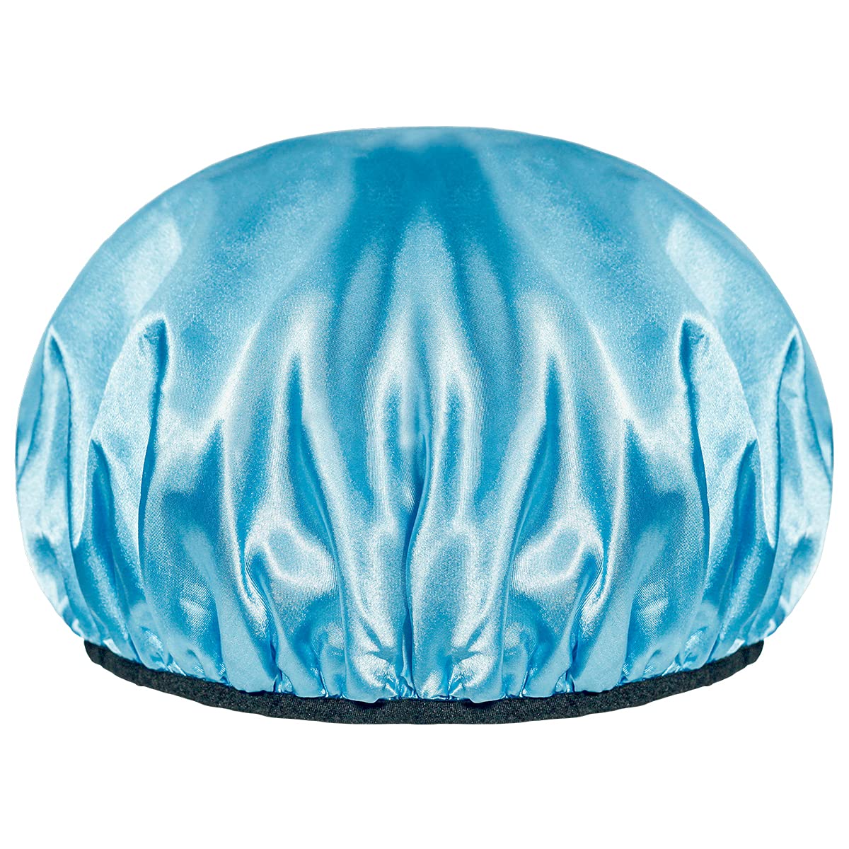 Aquior Shower Cap,Extra Large Triple Layer Bathing Cap with Dry Hair Function for Women Microfiber Terry Cloth Silky Satin 100% Waterproof Reusable Long Hair Bath Caps (Blue)