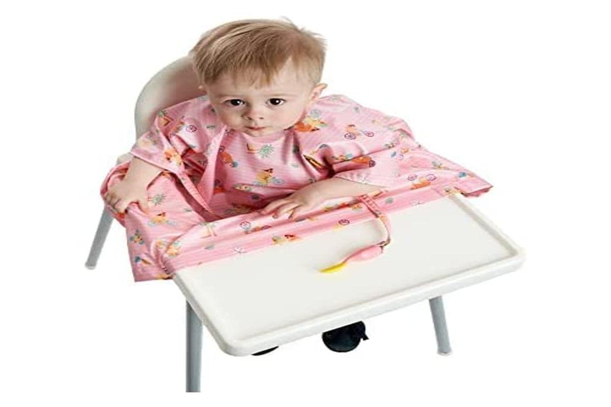 BIBaDO - Short Sleeve Baby Bibs - Babies & Toddlers 6-36 Months - Coverall Baby Led Weaning Bib - Easy Wipe, Soft, Waterproof