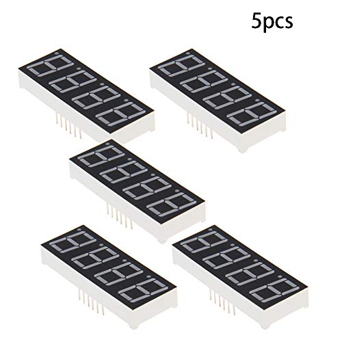 Bettomshin 5Pcs LED Digital Tube Common Anode 12 Pin 4 Bit 1.98 x 0.75 x 0.31inch(LxWxH) 0.56" Red Display Digital Tube 5641BH