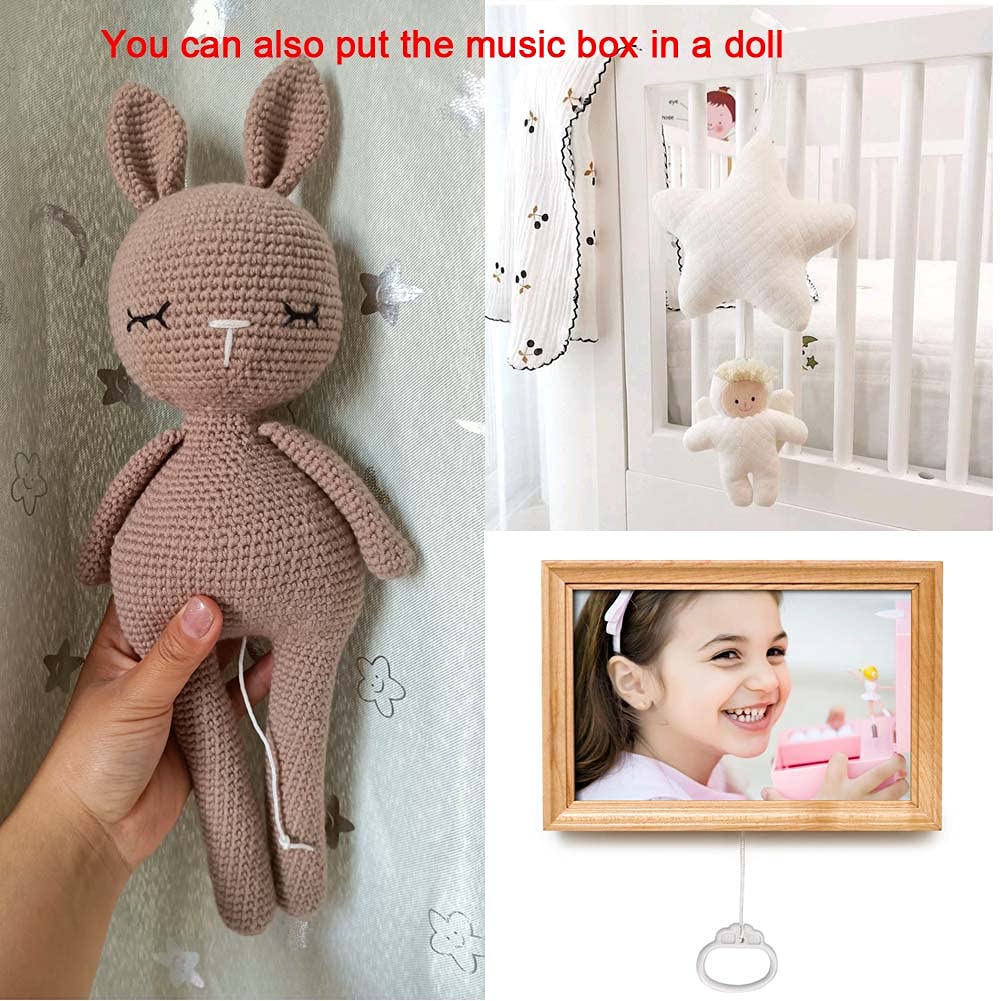 Brahms Lullaby Pull String Music Box, Washable Crib Bed Bell Windup Musical Box Toy Gift for Baby Kids Children