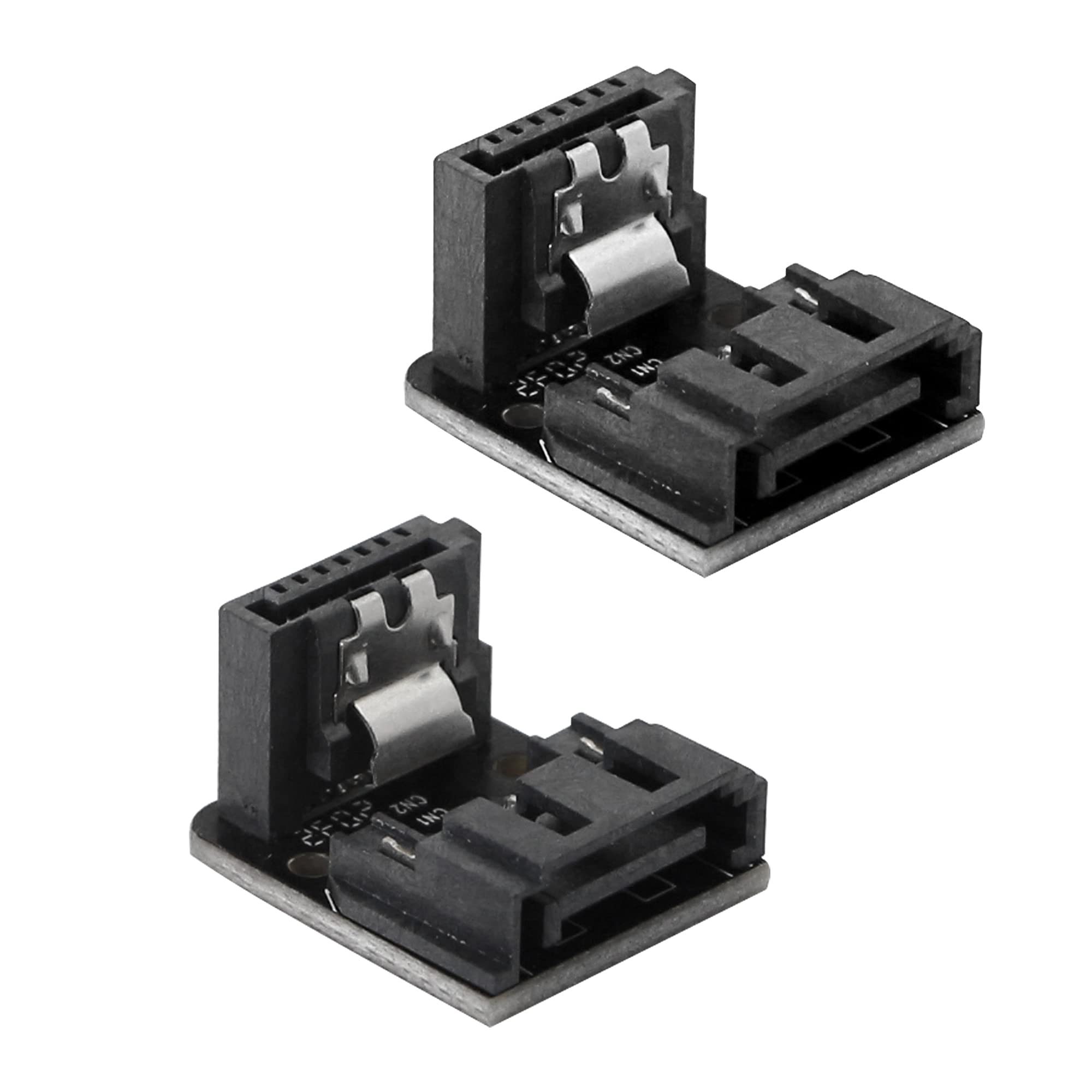 CERRXIAN 90 Degree SATA Adapter, Up Angle SATA 7Pin Male to Female Converter for Motherboard Desktops Computer SSD HDD(UP/Front)(2-Pack)