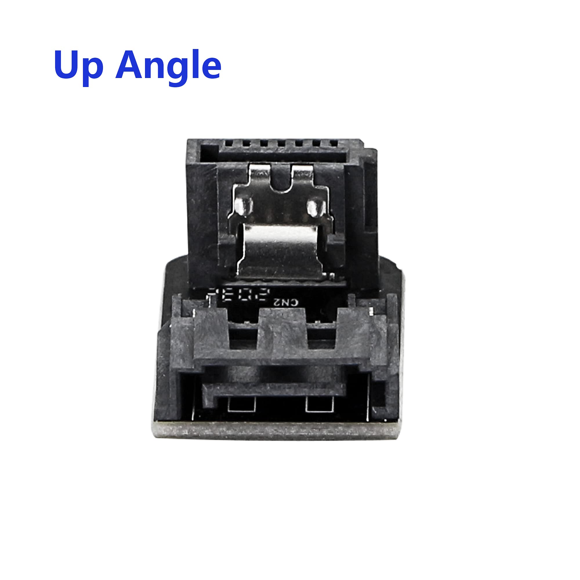 CERRXIAN 90 Degree SATA Adapter, Up Angle SATA 7Pin Male to Female Converter for Motherboard Desktops Computer SSD HDD(UP/Front)(2-Pack)