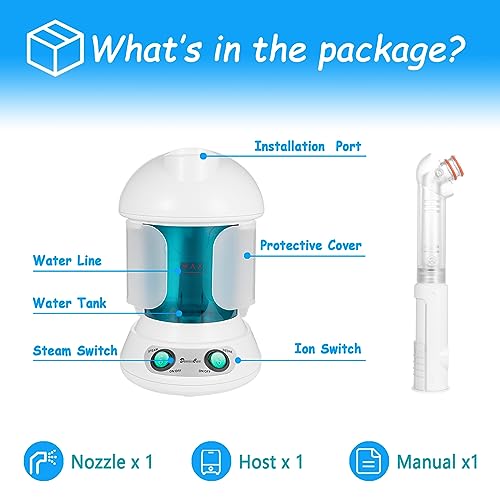 Facial Steamer DenniesCare Hot Mist Face Steamer Nano Ionic Table Top Mini Steamer Spa 360° Rotatable Sprayer Personal Care Use at Home or Salon Blue White