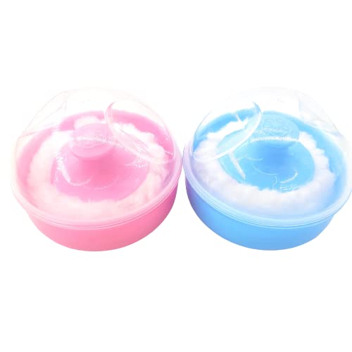 Xianglangsuccess 2Pcs Baby Powder Powder Puff Plush + Boxed Container, Baby Powder Container