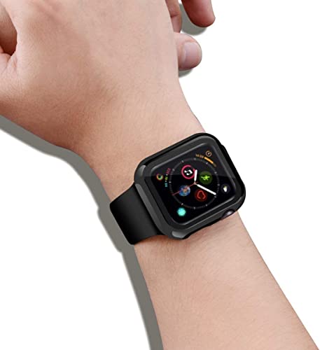 [2 Pack] Compatible for Apple Watch 42mm Series3/2/1 Tempered Glass Screen Protector with Hard Black Case, YMHML Full Coverage Easy Installation Bubble-Free Cover for iWatch Accessories