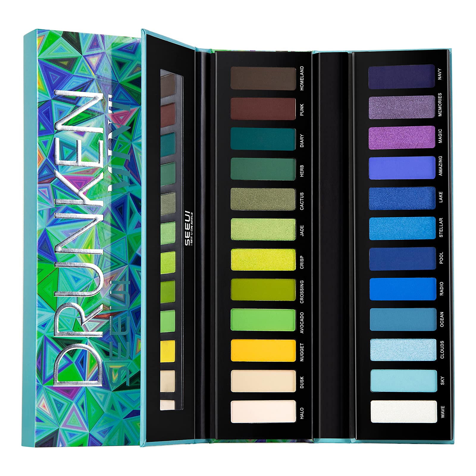 SEEUI Makeup Palette Easy to Blend 24 Shades Metallic and Shimmers Eyeshadow Sweatproof and Waterproof Eye Shadows Rainbow Eyeshadow Palette