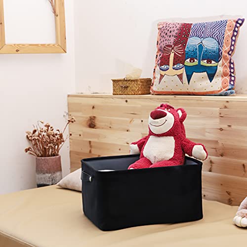 FENQDOOU Velvet Storage Bins, Storage Baskets with Sturdy Handles, Collapsible 6 Pack Storage Box Suitable for Home, Closet, Office, Nursery ,Shelf, Toys 12.2x8.2x6.2 inches(Black)