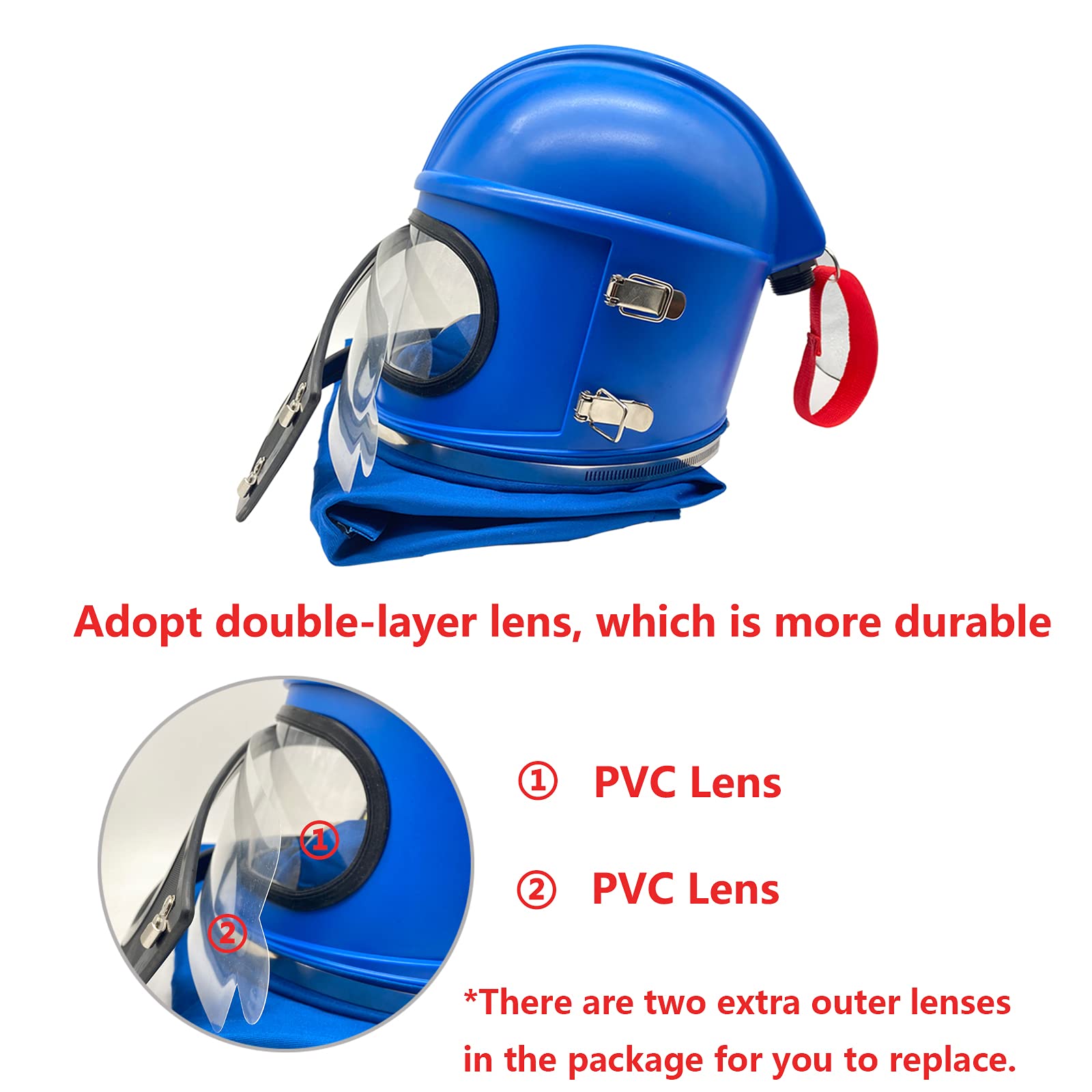 Sandblaster Helmet Safe Air Feed Sandblast Helmet with Shoulder Protective Sand Blast Hood Protector for Sandblasting Equipped with A Sandblaster Thermostat