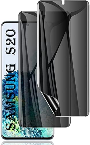 [2 Pack] Galaxy S20 Privacy Screen Protector, Anti-Spy Flexible Film TPU Screen Protector for Galaxy S20 6.2 Inch 2020 [Support Fingerprint ID] [Full Adhesive Coverage] [Easy Installation Frame]