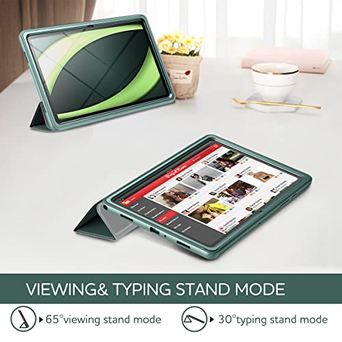 SURITCH Case for Samsung Galaxy Tab A7 10.4" (SM-T500/T505/T507), [Built in Screen Protector][Auto Sleep/Wake] Lightweight Leather Case Full Body Smart Cover with Magnetic Trifold Stand-Midnight Green