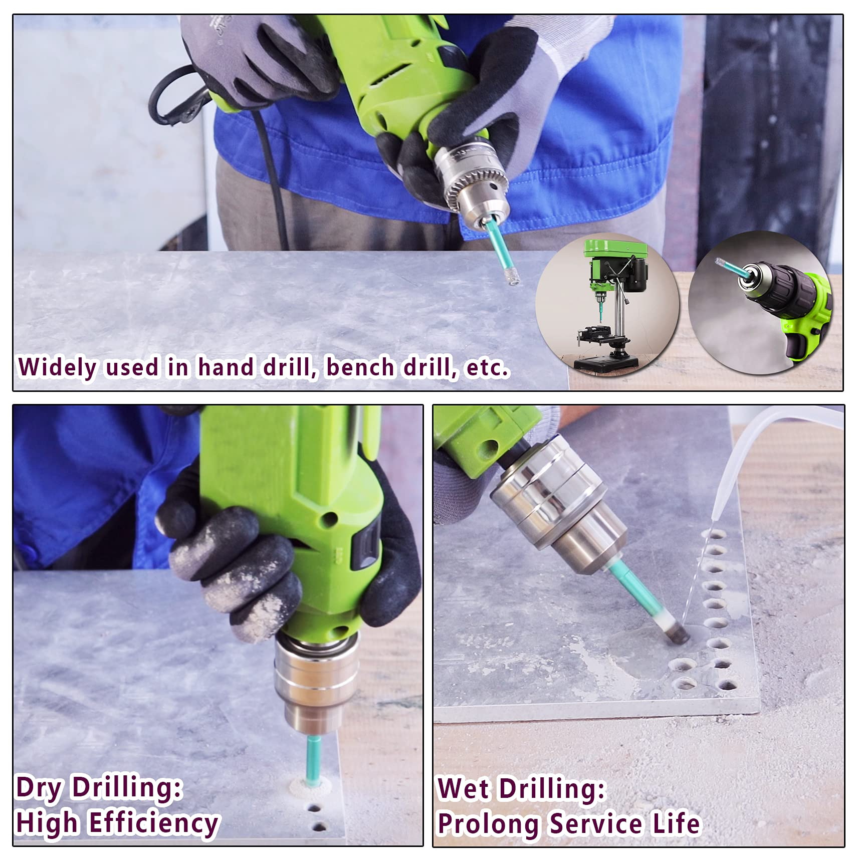 FACHLICH Porcelain Tile Drill bits 6/6/8/10/12mm Diamond Drill Bits Set with Hex Shank for Granite Marble Tile Porcelain Ceramic