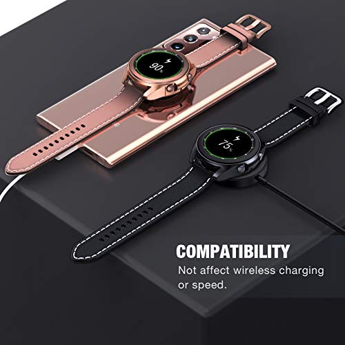 [2+2Pack] Tensea Compatible Samsung Galaxy Watch 3 45mm Screen Protector and Case, 2 Pack Tempered Glass Protective Film and 2 Pack TPU Watch Cover Accessories Set for Galaxy Watch3 45, Titanium, 41mm