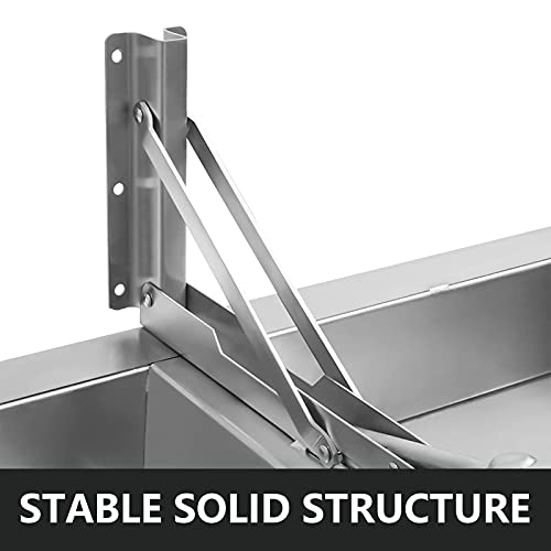 4FT Stainless Steel Shelf Folding Concession Shelf Frame Aluminum Alloy Surface Board for Food Serving Window Restaurants Commercial Home(44" L x 12" W)