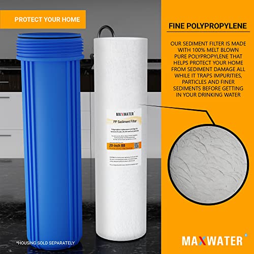 (2 Pack) BB GAC Carbon & Melt-Blown Polypropylene Sediment 4.5" x 20" Whole House Cartridges Filters compatible with 20" BB Whole House water filtration systems.