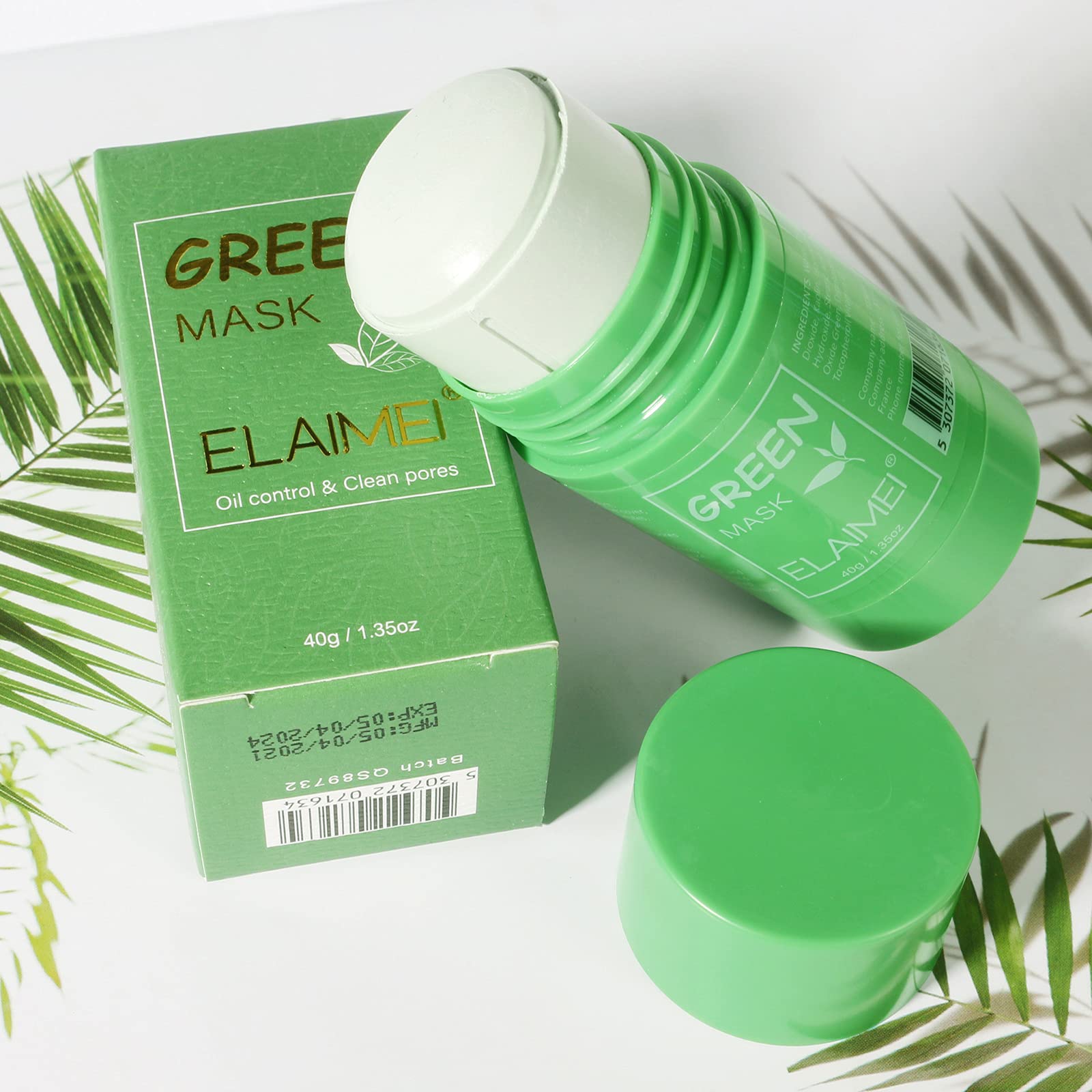 sefudun 2 Pack Green Tea Mask,Green Tea Purifying Clay Mask,Face Moisturizes,Oil Control,Deep Pore Cleansing,Blackhead Remover for All Skin Types Men Women Green Tea Solid Mask (Green 2)