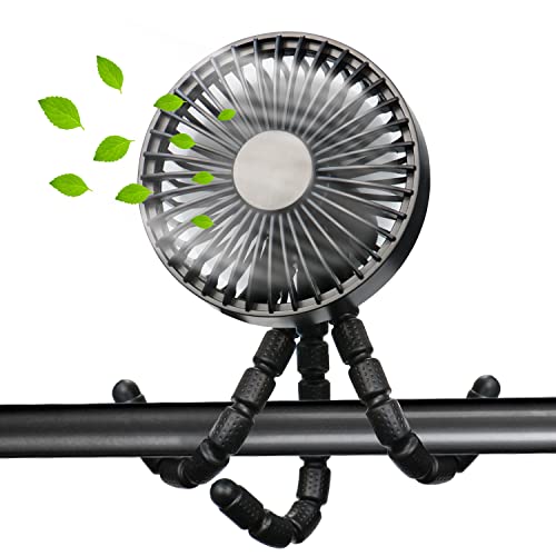 ANBOVES Portable Stroller Fan Battery Operated Mini Handheld Personal USB Fan, Flexible Tripod Clip On Fan with 3 Speeds for Car Seat Crib Bike Camping