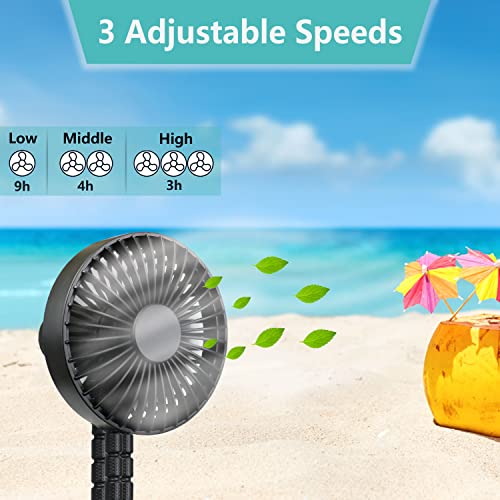 ANBOVES Portable Stroller Fan Battery Operated Mini Handheld Personal USB Fan, Flexible Tripod Clip On Fan with 3 Speeds for Car Seat Crib Bike Camping