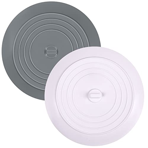 (2 Pack) Silicone Tub Stopper, Premium Bathtub Drain Stopper, One of The Best Sealing Sink Stopper, Upgraded Drain Plug for Kitchens, Bathrooms and Laundries (6 inches) (White&Grey)