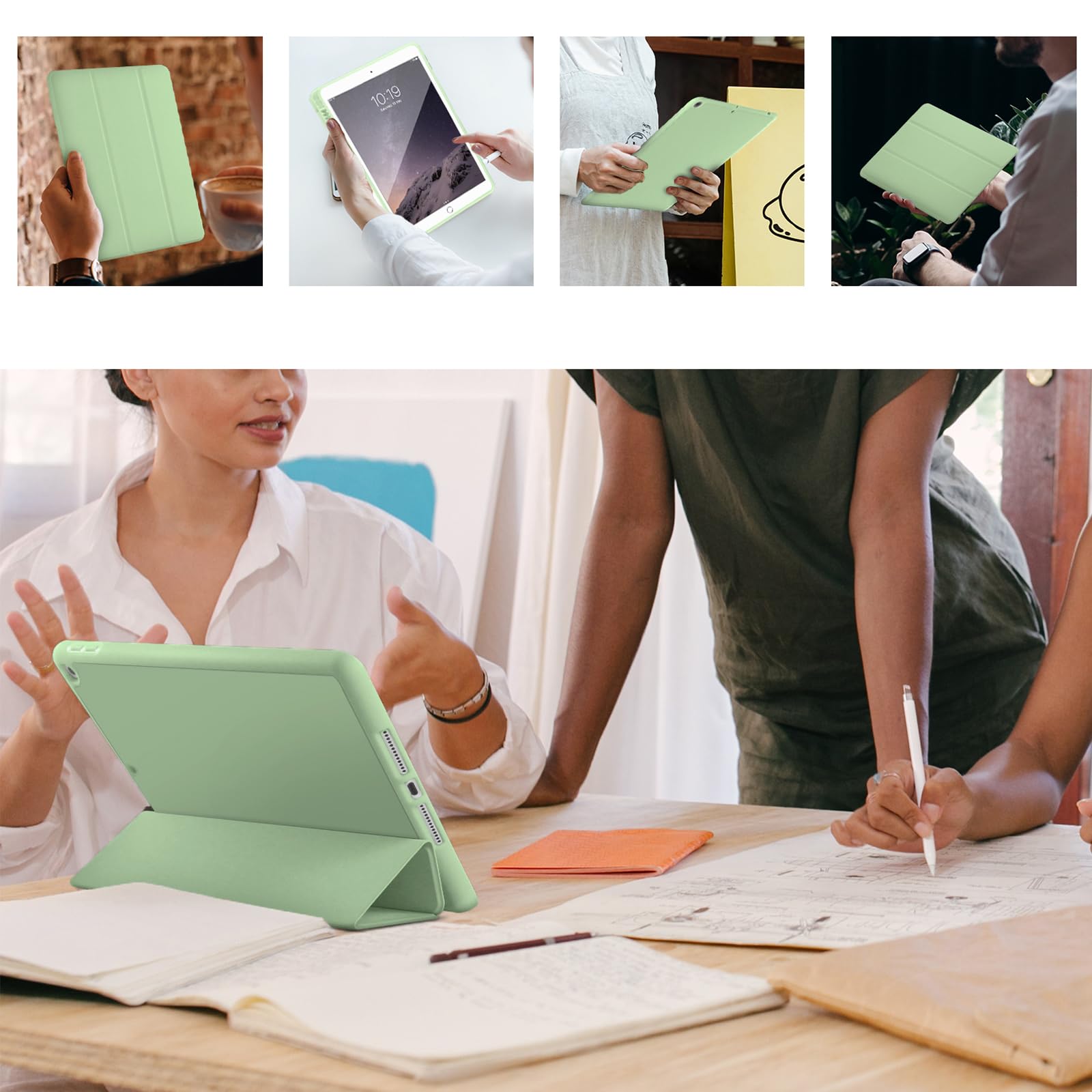 kenke Case for iPad Air 3 10.5" (3rd Gen) 2019,Light Weight Trifold Smart Case with Pencil Holder,Soft TPU Back Cover[Full Body Protective] with Auto Sleep/Wake for iPad 10.5 Inch Air 3,Green