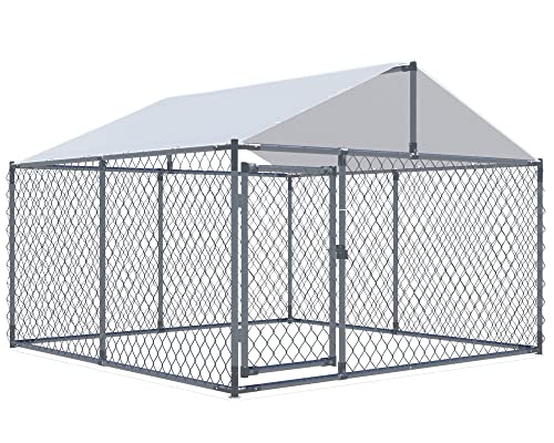 Haverchair Dog Kennel Outdoor Large Dog Cage Heavy Duty Dogs House Extra Wide Outside Pet Kennels with Water-Resistant Cover Mesh Sidewalls Secure Lock