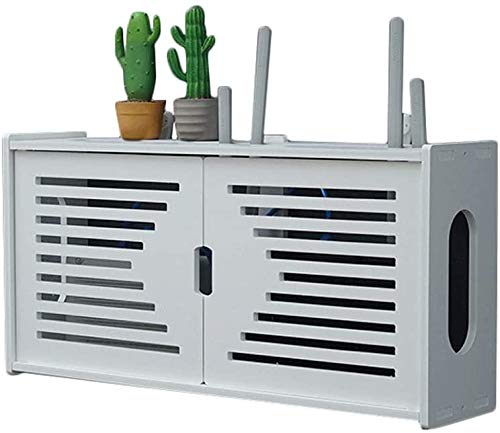 Hoernflk Large Wireless Router Rack Living Room Wall-Mounted WiFi Storage Box Wall Decoration TV Lower Plug-in Shielding Box Set-top Box Shelf-no Punch (M)