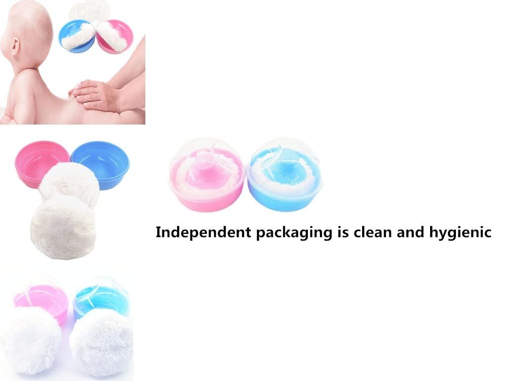 Xianglangsuccess 2Pcs Baby Powder Powder Puff Plush + Boxed Container, Baby Powder Container