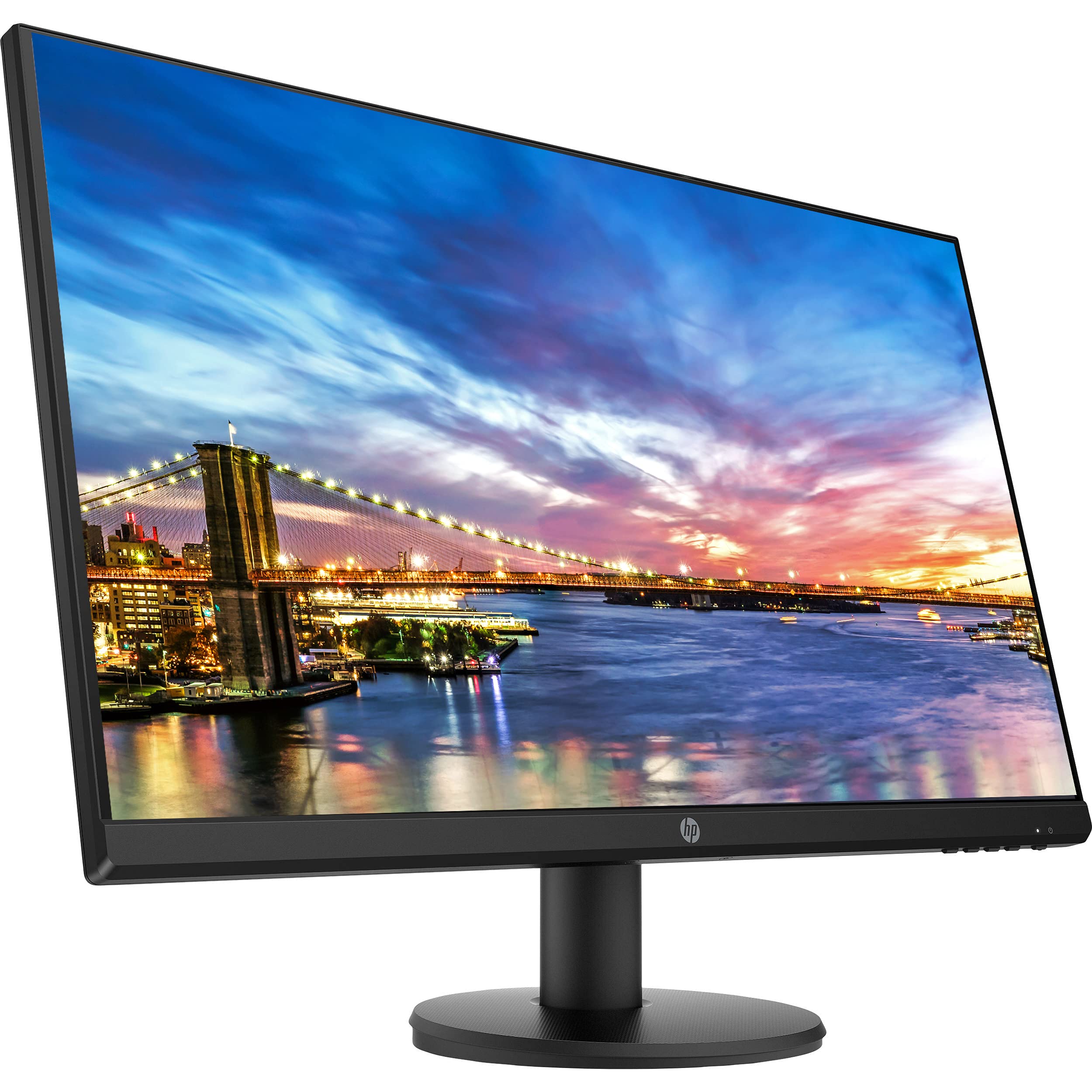 HP P27v G4 27 Inch IPS FHD 1920x1080 Monitor 2 Pack Bundle with HDMI, Low Blue Light, 2 Bluetooth Speakers for Professional Sound, Built-in Mic and Remote Shutter for Photos